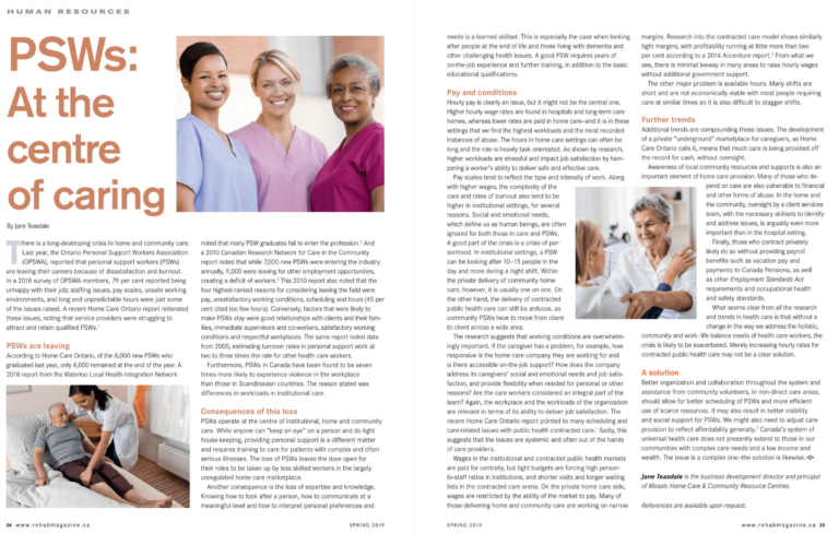 PSWs: At the Centre of Caring